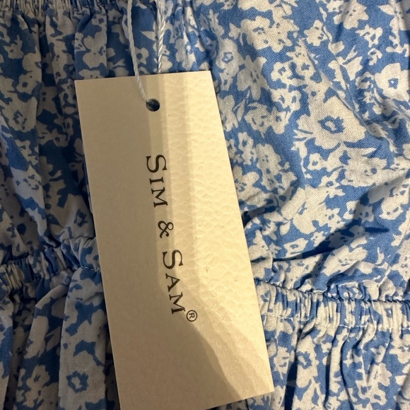 Sim & Sam | Tops | Sim And Sam Small Off The Shoulder Blue Floral Shirt ...